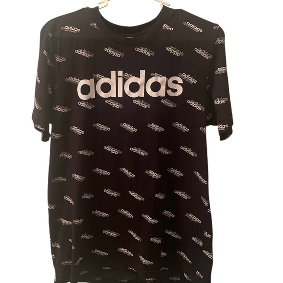 adidas | Tops | Adidas Black And White Logo Pattern Tee | Poshmark
